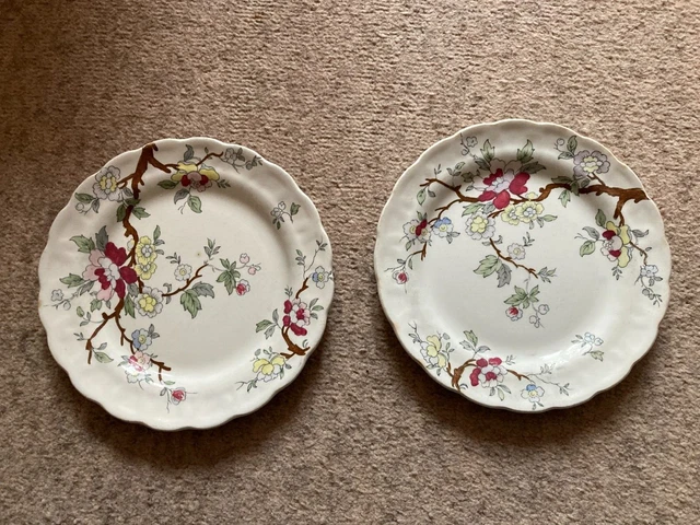 2 X VINTAGE Booths Chinese Tree Side Sandwich Dessert Plates A8001 £10. ...