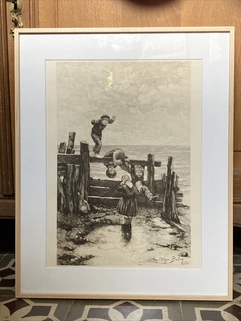 AU BORD DE la Mer. Estampe Eau Forte par Ulysse Butin en 1881. Daniel ...