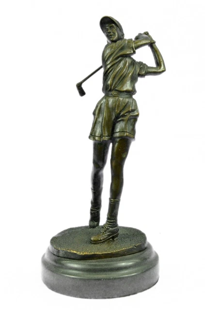 GIRL GOLFER GOLF Trophy Tournament Club Award Art Bronze Marble Statue ...