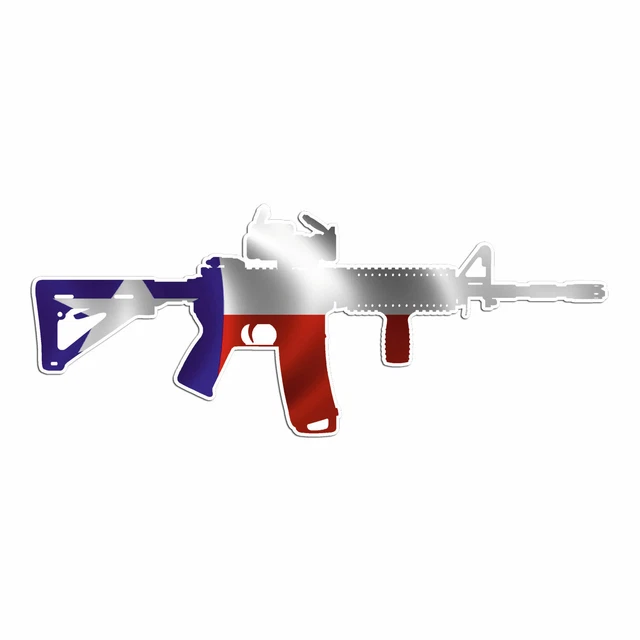 AR 15 RIFLE Gun Firearm With Scope- Texas Flag - Vinyl Decal Sticker £2 ...