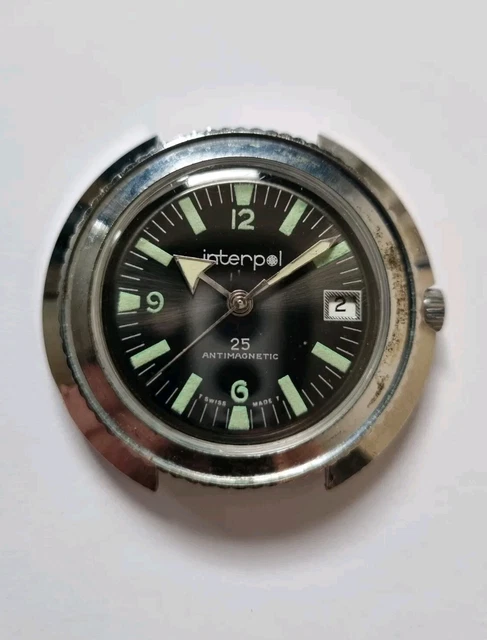 VINTAGE INTERPOL 25 Antimagnetic Mens Divers Watch. Working. £25.00 ...