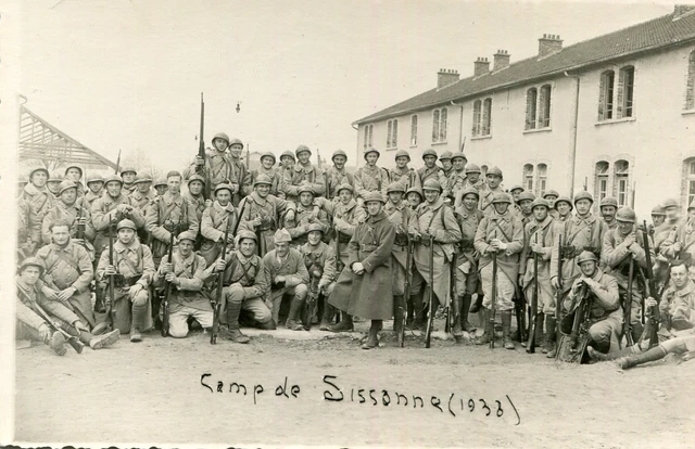 CARTE PHOTO SISSONNE Mars 1938 Soldats de la 3è Section 14è Cie de ...