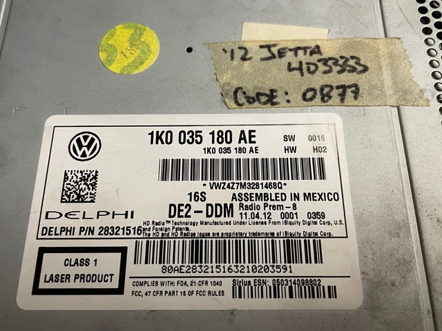 VW GTI GOLF JETTA MK6 Stereo Radio Receiver AM-FM-CD-MP3 -BLUETOOTH w ...