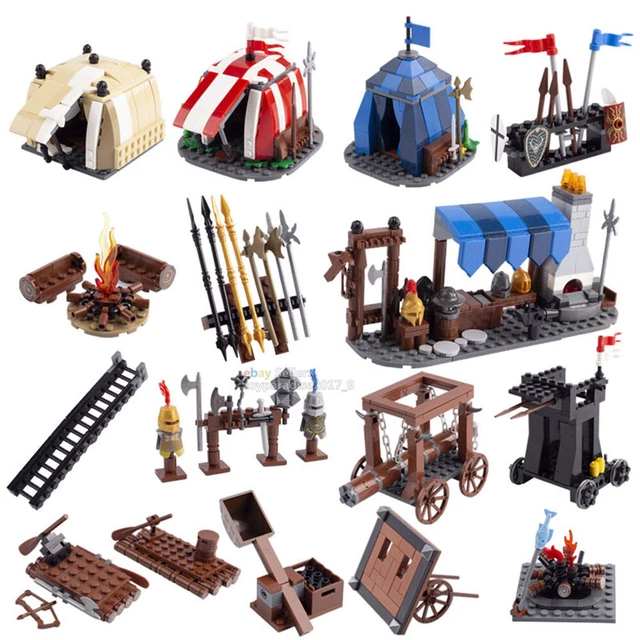 MOC MEDIEVAL KNIGHT Castle Weapon Rack Catapult Blacksmith Shop Tent ...