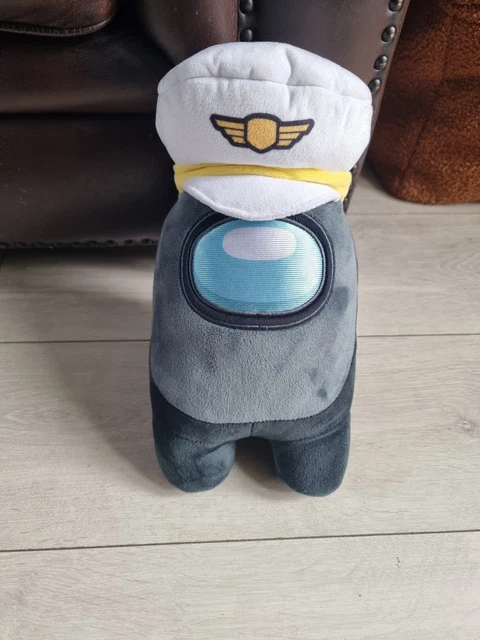 OFFICIAL AMONG US Dark Grey/Black 32cm Crewmate Captain Hat Soft Plush ...