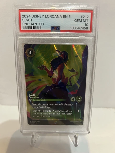 DISNEY LORCANA 2024 en 5 Enchanted Scar #212 PSA 10 Gem Mint £147.21 ...