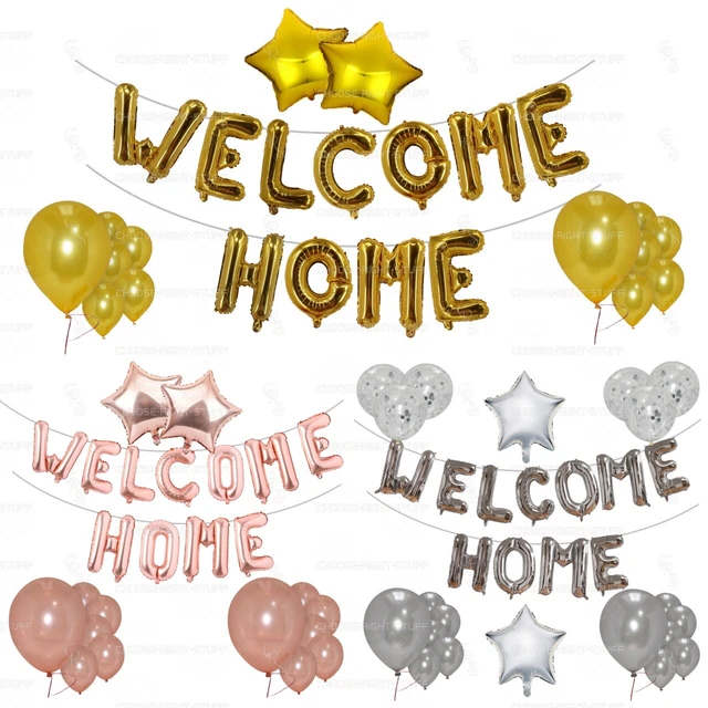 WELCOME HOME LETTER Banner Balloon Star Heart Theme Party Decoration ...