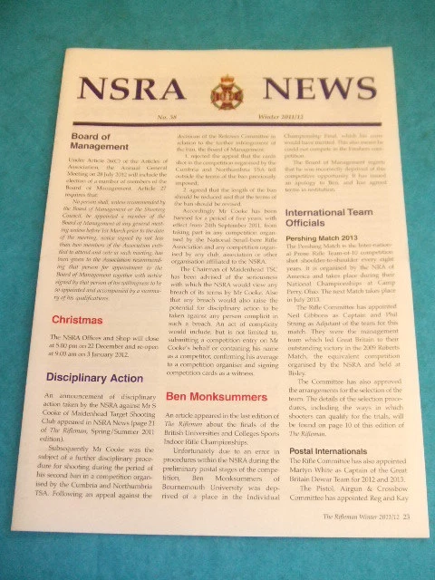 NSRA - NATIONAL Small-Bore Rifle Association News #58 - Winter 2011 £6. ...