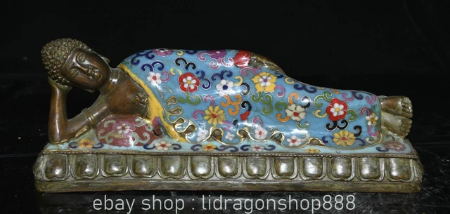 12.8& CHINESE CLOISONNE Enamel Bronze Sleeping Shakyamuni Amitabha Buddha statue EUR 358,80 ...