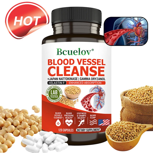 BLOOD VESSEL CLEANSE+JAPAN Nattokinase Igamma Oryzanol+Elastin F Blood ...