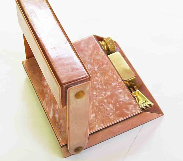 1930S GILLETTE GOLD Plated SAFETY RAZOR SET in ART NOUVEAU Catalin Flip ...