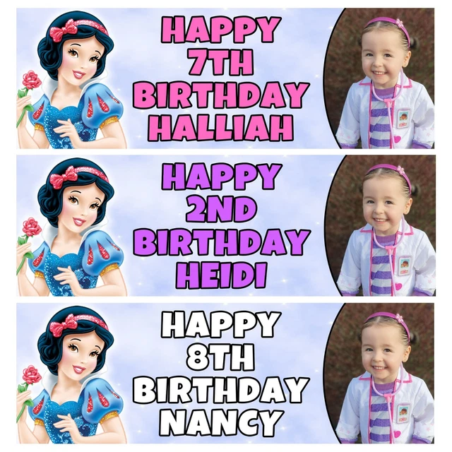 SNOW WHITE PHOTO Personalised Birthday Banners - Disney Princesses ...