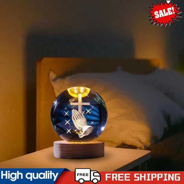3D LIGHTED CRYSTAL Ball USB Charging Glass Ball Night Lamp for Art ...