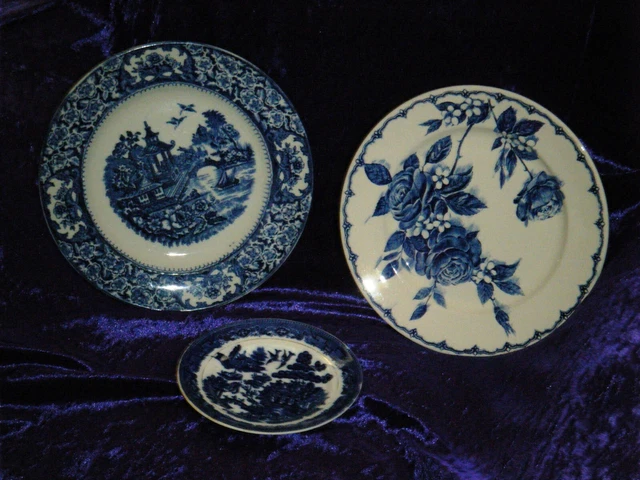 VINTAGE BLUE VICTORIA Broadhurst STAFFORDSHIRE Ironstone plate . . . £ ...