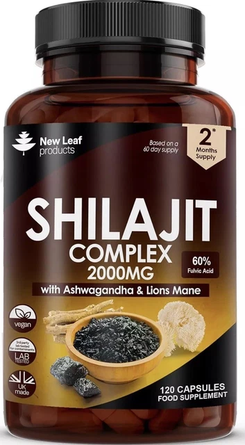 SHILAJIT COMPLEX-2000MG -120HIMALAYAN Shilajit with Ashwagandha & Lions ...