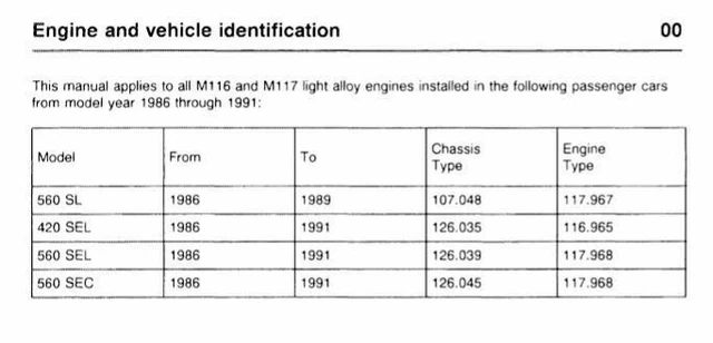 MERCEDES M116 M117 V8 manuel de réparation atelier service R107 560SL ...
