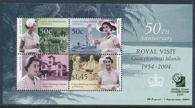 2004 COCOS ISLANDS Royal Visit Singapore Overprint Mini Sheet Fine Mint ...