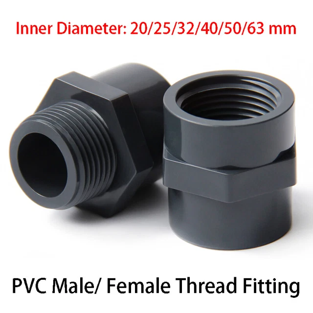 PVC STRAIGHT WATER Supply Pipe Fitting Female Male Thread Adapter 20/32 ...