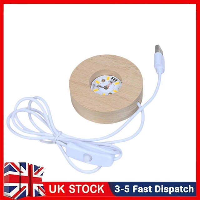 WOODEN LED LIGHT Display Base Round LED Display Stand Resin Lamp ...