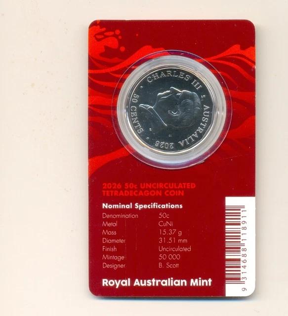 2026 50C UNCIRCULATED Tetradecagon Coin - Lunar Series - Year of the ...