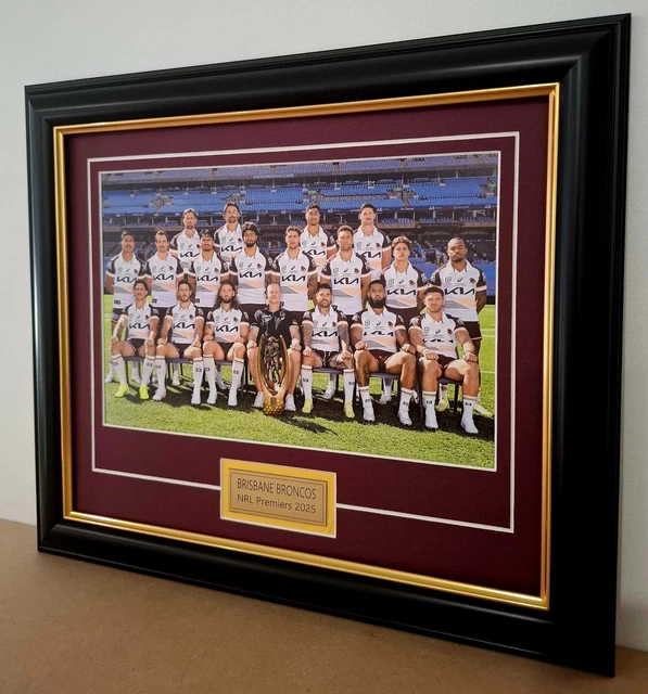 BRISBANE BRONCOS NRL Premiers 2025 Grand Final Team Photo Framed $78.99 ...