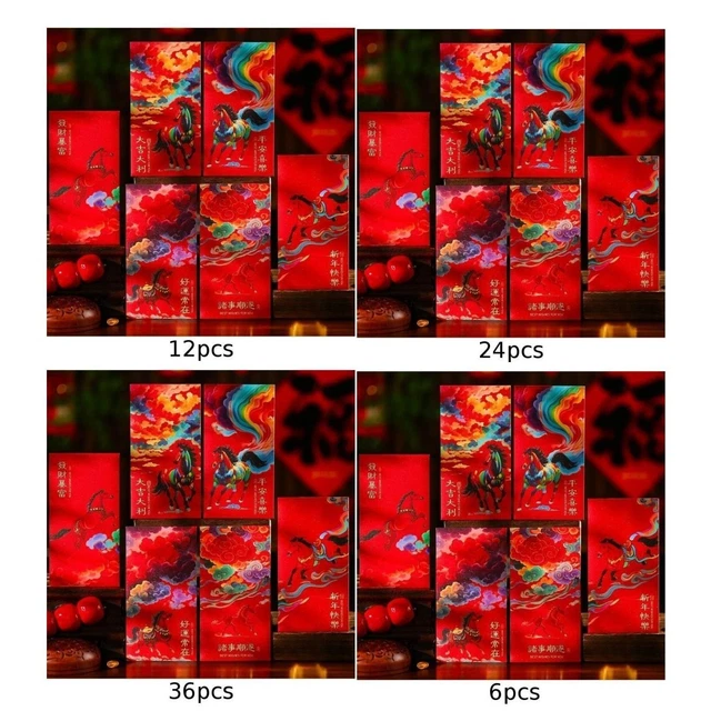 2026 YEAR OF Horse Chinese New Year Red Envelope Bags Set with Spacious ...