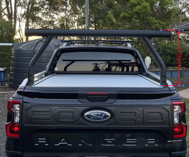 BLACK LADDER RACK FOR NEXT GEN Ford Ranger Wildtrak Roller Cover Track ...