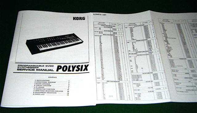 KORG POLYSIX SYNTHESIZER Adjustments, Disassembly, Diagrams Service ...