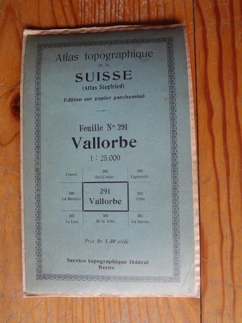 ANCIENNE CARTE DE Vallorbe (Suisse) - 1/25000 - Atlas topographique EUR ...