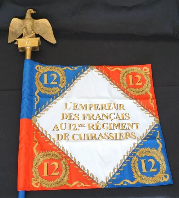 DRAPEAU NAPOLÉON 12 eme régiment de cuirassiers 2 faces repro 60 CM EUR ...