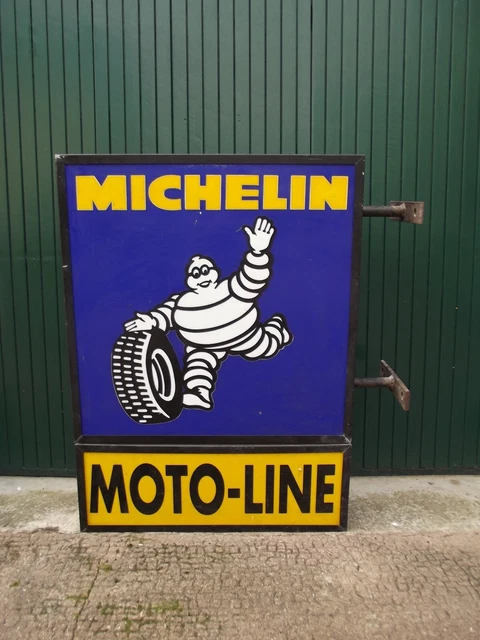 ENSEIGNE LUMINEUSE BIBENDUM MICHELIN vers 1970 double face non plaque ...