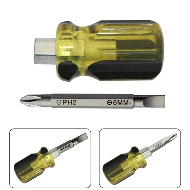 DUAL INTERCHANGEABLE SHORT Slotted-Cross ScrewDriver Impact Double-Head PH2 SL6 £7.93 - PicClick UK