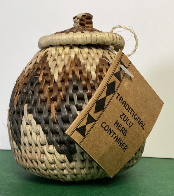 SOUTH AFRICAN PALM Zulu Herb Container Woven Storage Trinket Pot EUR 5 ...