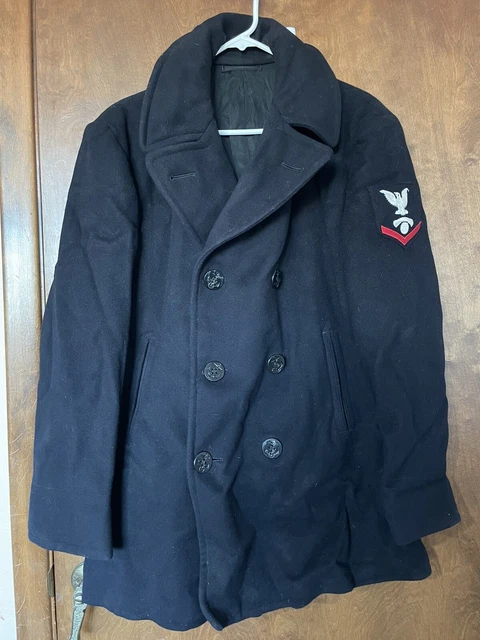 WWII US NAVY Wool Pea Coat 3rd Class Petty Officer Size 42 £87.22 ...