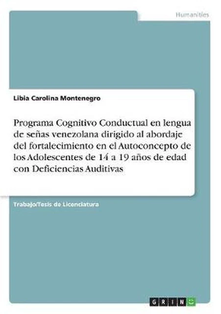 PROGRAMA COGNITIVO CONDUCTUAL en lengua de se by Libia Carolina Montenegro (Span EUR 75,98 ...