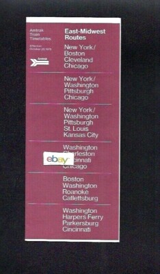 AMTRAK USA NATIONAL Railroad East-Midwest Routes 10-29-1978 Charleston ...