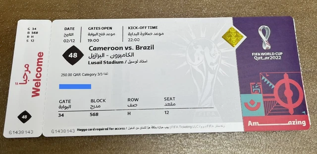 2022 FIFA WORLD Cup Qatar Cameroon v Brazil Match #48 Ticket Stub Mint ...