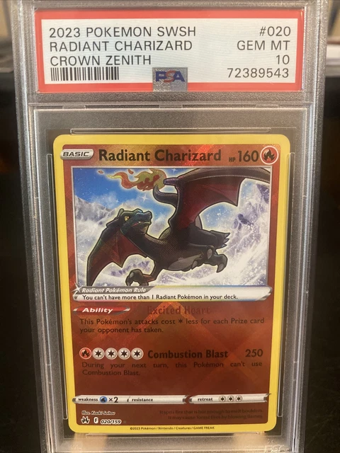 POKÉMON TCG RADIANT Charizard PSA Gem Mint 10 Crown Zenith 020/159 Holo ...