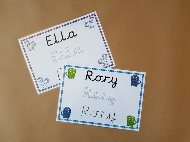 WRITE YOUR NAME, Pre Cursive name tracing card, laminated & pen, EYFS ...