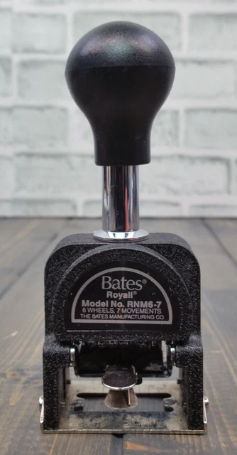 BATES STAMP ROYALL Model No. RNM6-7 Numbering Machine 6 Wheels 7 ...