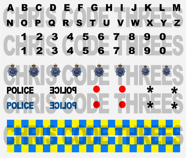 CODE 3 POLICE Adhesive Vinyl Decals to fit 1/43 & 1/50 - Bedfordshire ...