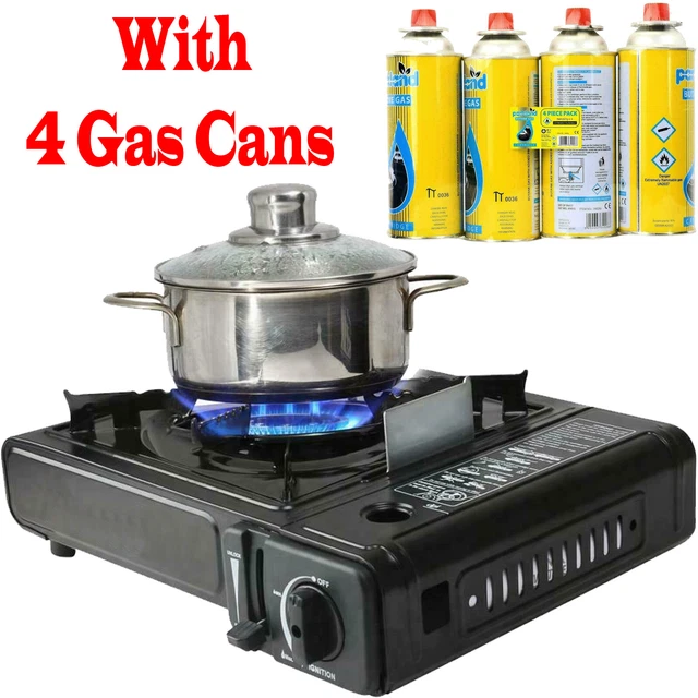 PORTABLE CAMPING GAS Stove Single Burner Cooker Bbq Outdoor With 4 ...