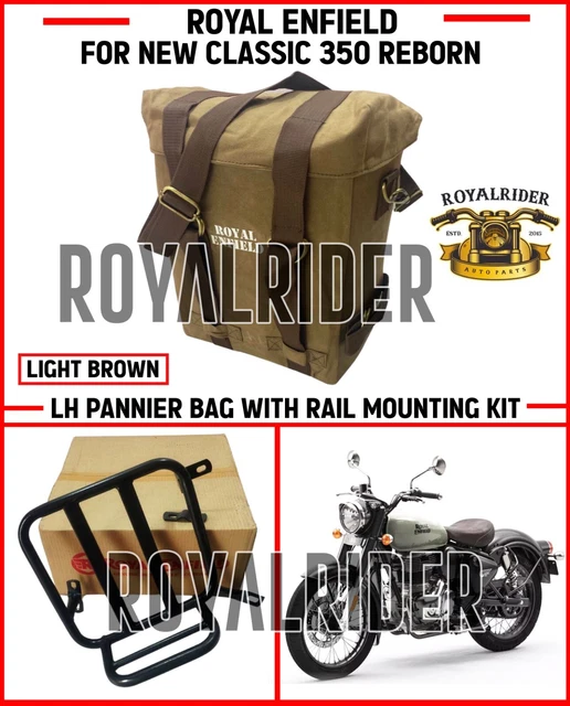 ROYAL ENFIELD &LH PANNIER & MOUNTING KIT" LIGHT BROWN For New Classic ...