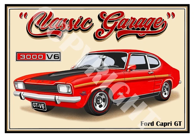 NEW CLASSIC GARAGE Ford Capri V6 GT tin metal sign $66.00 - PicClick AU
