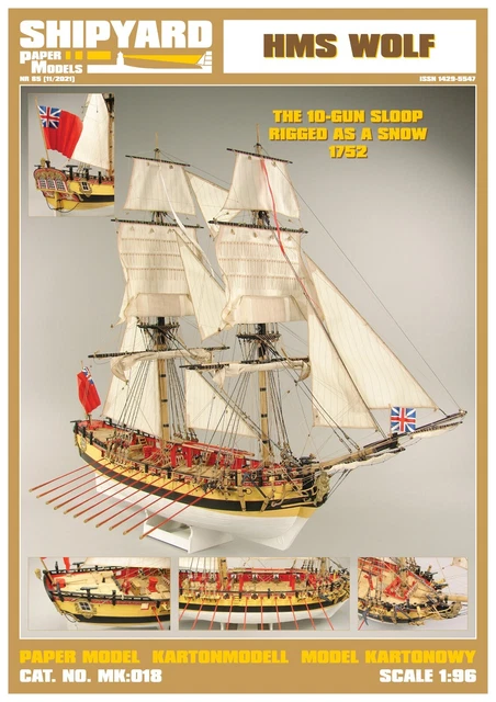 CARD PAPER CUT Out Model Kit Vessel Shipyard HMS WOLF (Laser Cut Frame ...