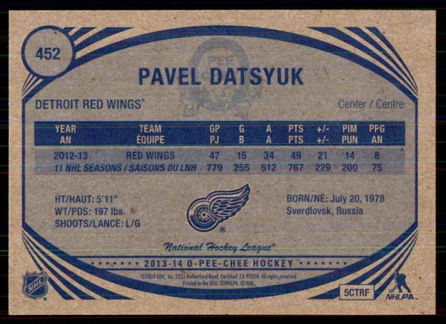 2013-14 O-PEE-CHEE RETRO Pavel Datsyuk #452 $6.85 - PicClick CA