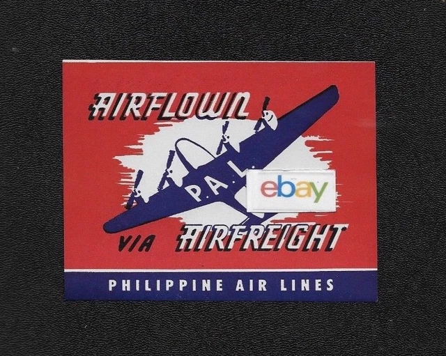 PHILIPPINE LUFT LINES Pal 1950 DC-3 Gepäck Label Kleber Stil Airflown ...