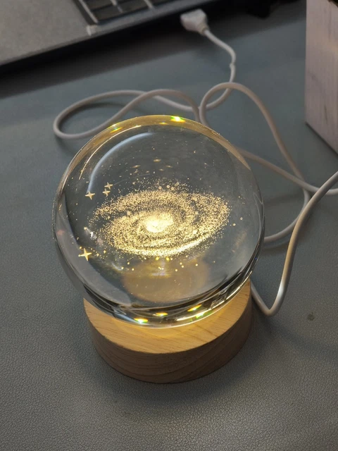 3D NEBULA CRYSTAL Night Light LED Wooden Base Home Decor light project ...