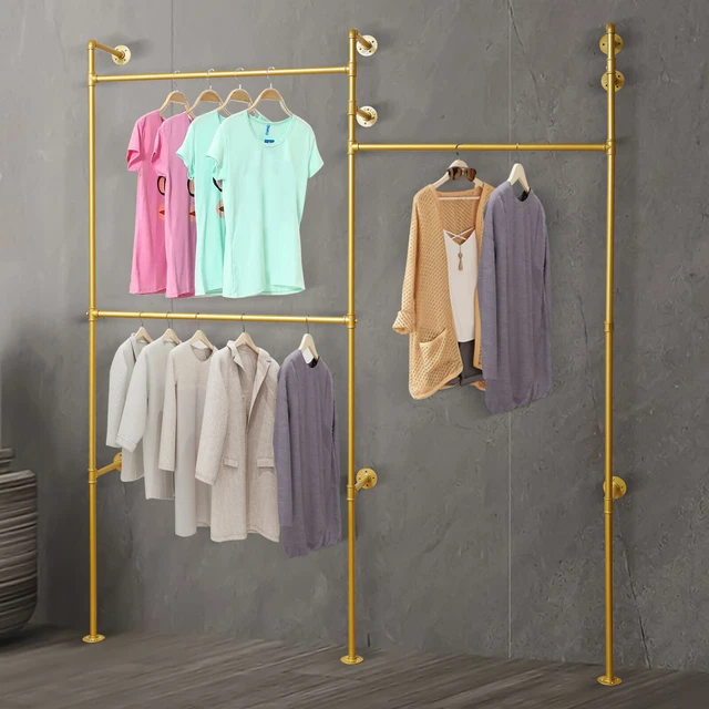 3-TIER WALL MOUNT Clothes Shelf Industrial Pipe Dress Store Displaying ...