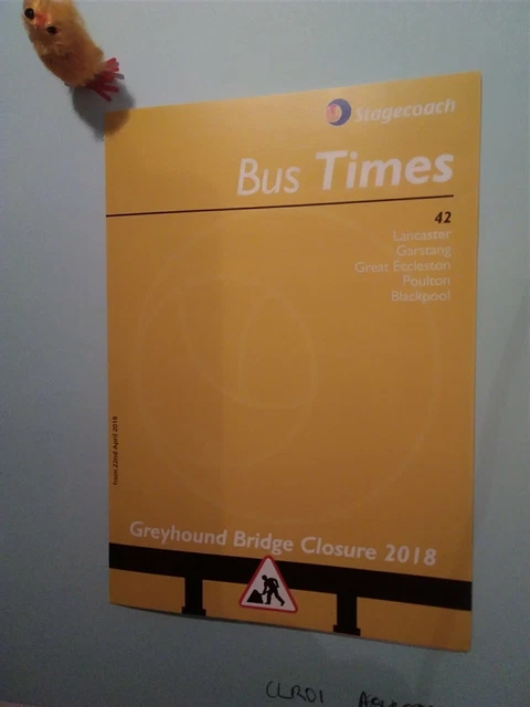 BUS TIMETABLE STAGECOACH Lancaster Blackpool Greyhound Bridge Closure ...